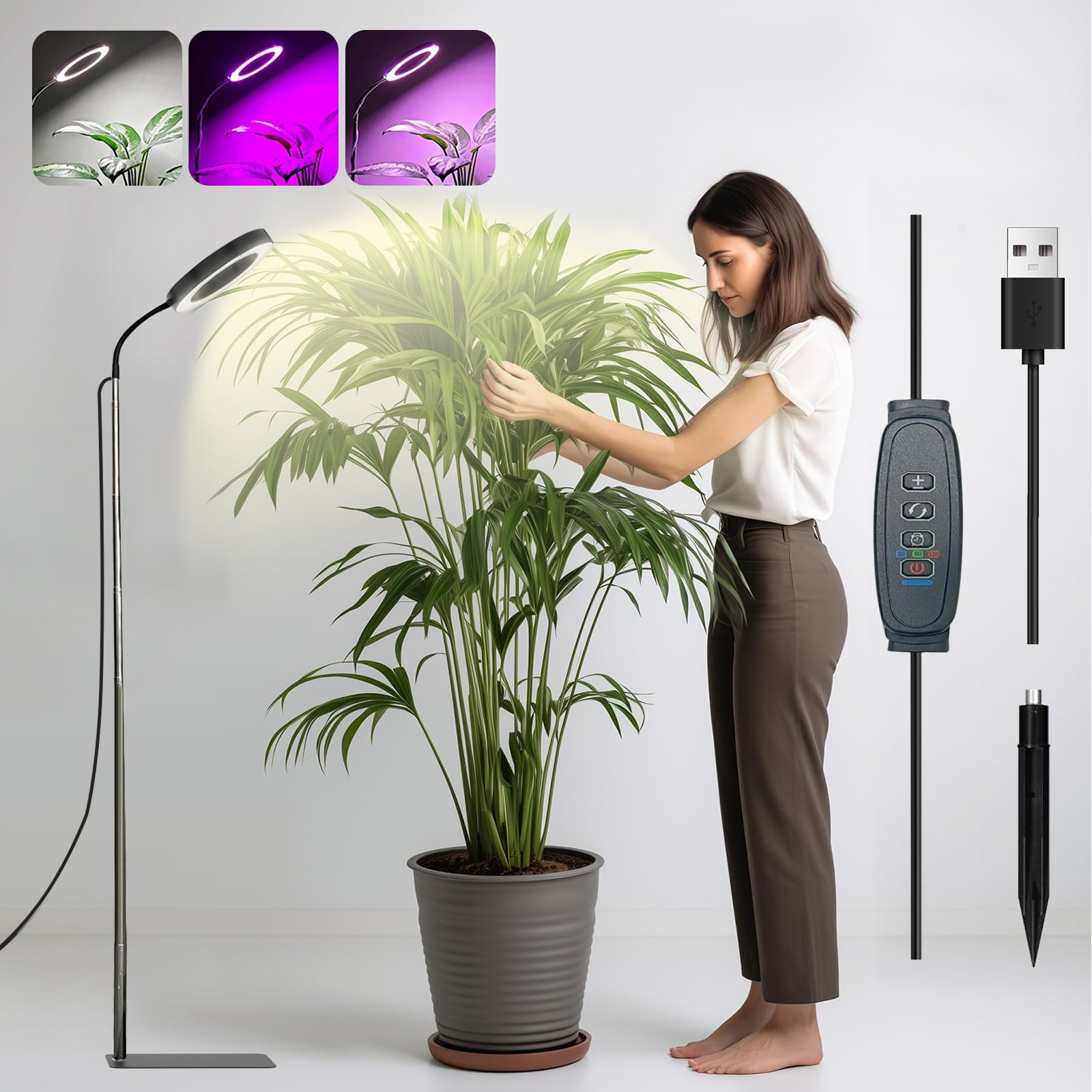 Rosnek Grow Lights for Indoor Plants Full Spectrum with Stand, Floor ...