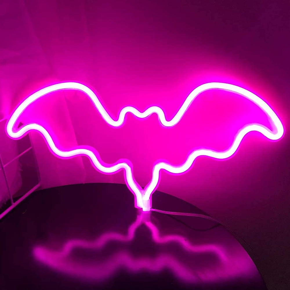 Rosnek Halloween Bat Lights Neon Sign, USB/Battery Powered Hanging Led ...