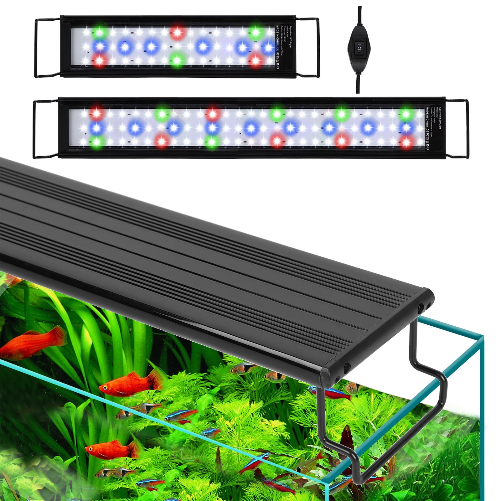 Rosnek LED Aquarium Light Full Spectrum Extendable Fish Tank Light Adjustable 12-18 Inch ...