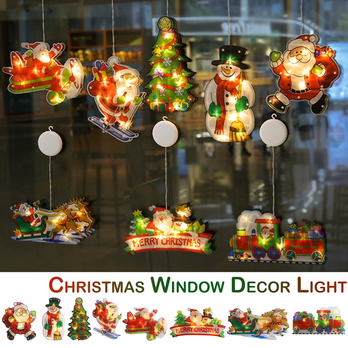 Rosnek LED Christmas Window Decor Lights, Hanging Christmas Decoration ...
