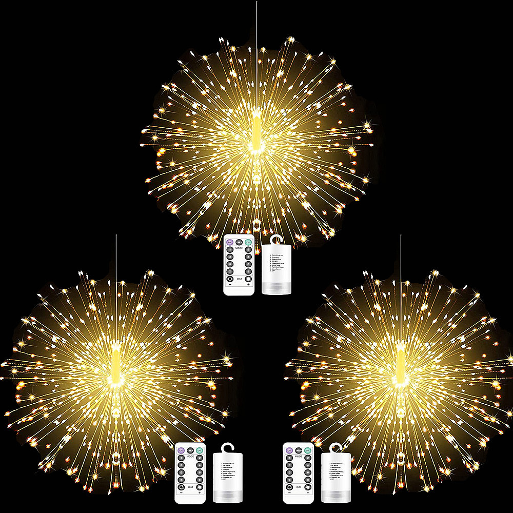 Rosnek LED Copper Wire String Firework Lights, 8 Modes Hanging ...