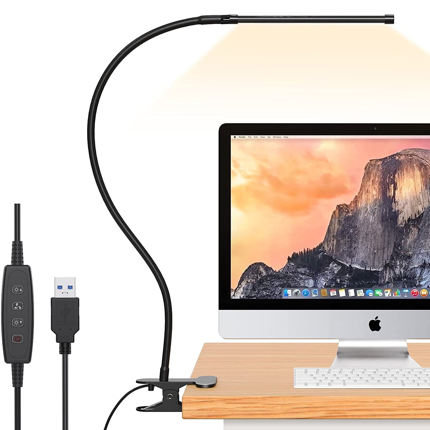 Rosnek LED Desk lamp with Clamp, 3 Color Modes & 10 Brightness Levels ...