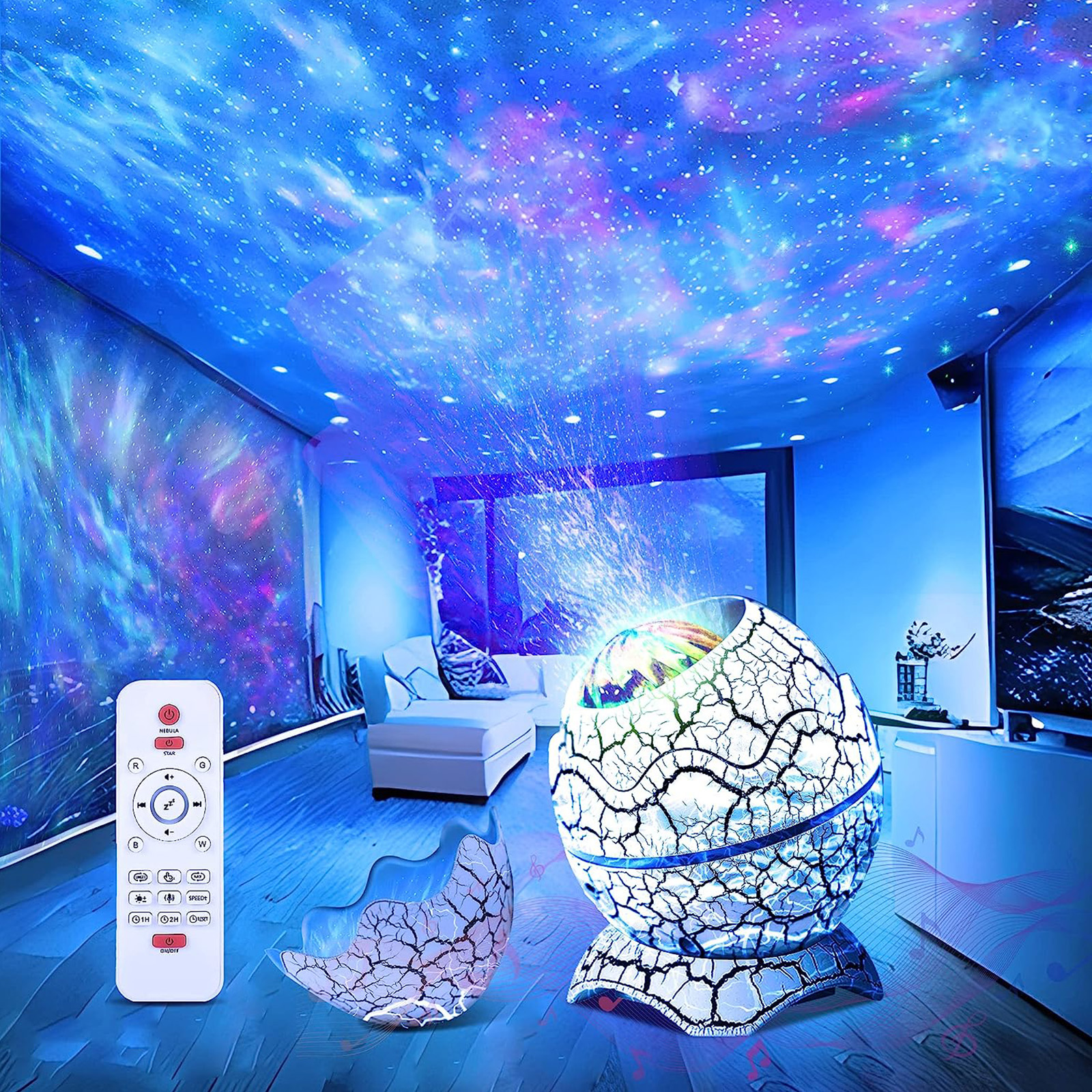 Rosnek LED Dinosaur Egg Star Projector Galaxy Projector Remote Control ...