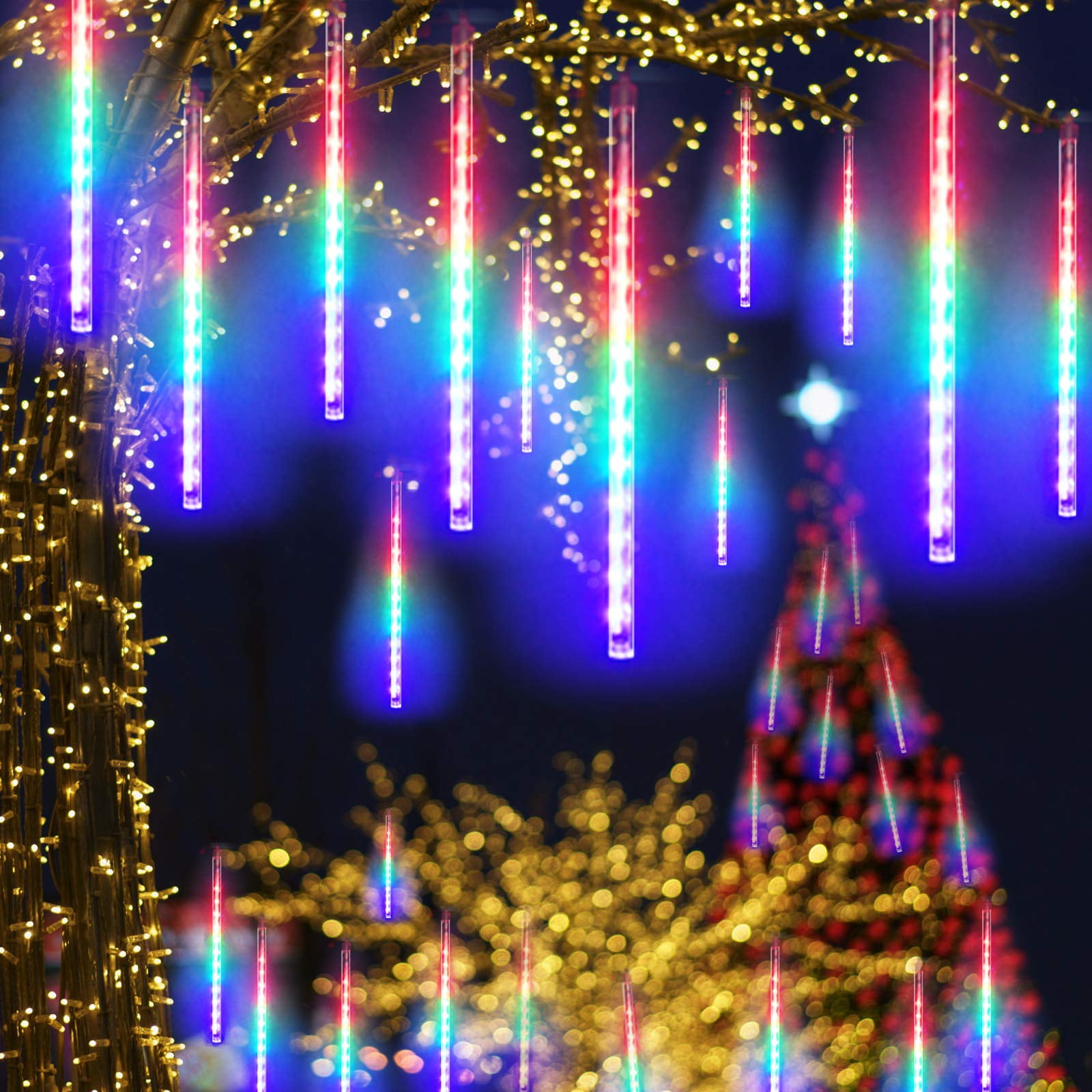 Rosnek LED Meteor Shower Lights Christmas Lights Outdoor Falling Rain ...