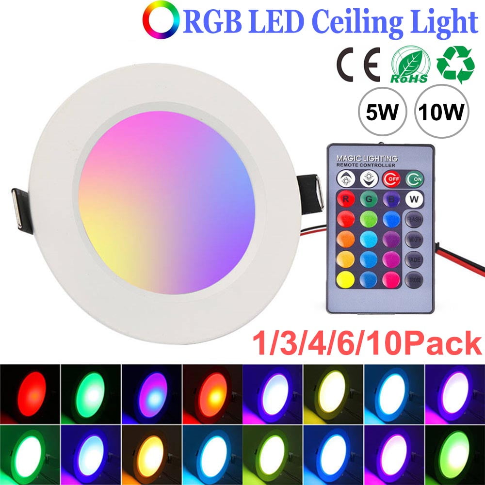 Rosnek LED Recessed Pot Light Dimmable Downlight RGB 16 Colors Changing ...