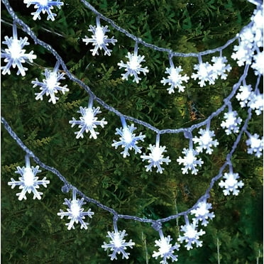 LED Snowflake String Lights, 33ft, 2 Modes, Battery Powered, Indoor ...