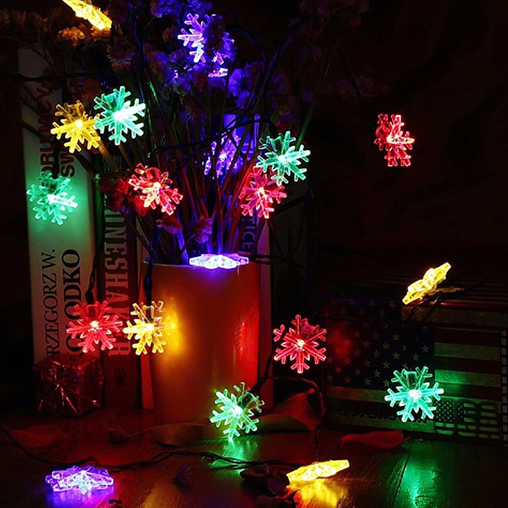 Rosnek LED Snowflake Sting Lights, 10ft/20ft Christmas Fairy Lights ...