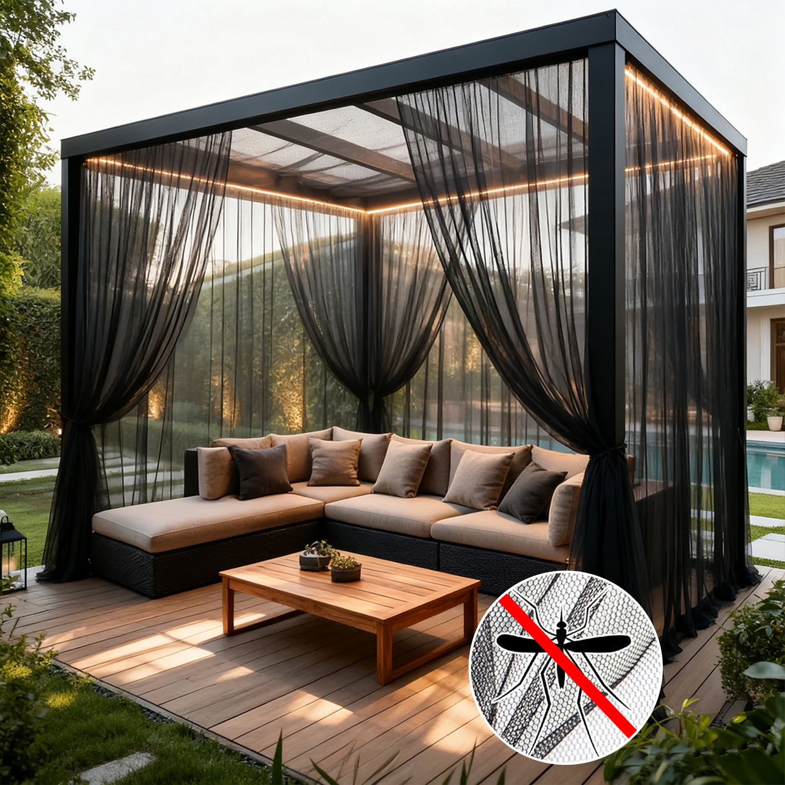 Rosnek Large Size Outdoor Mosquito Netting Curtain, DIY Cut to Size ...
