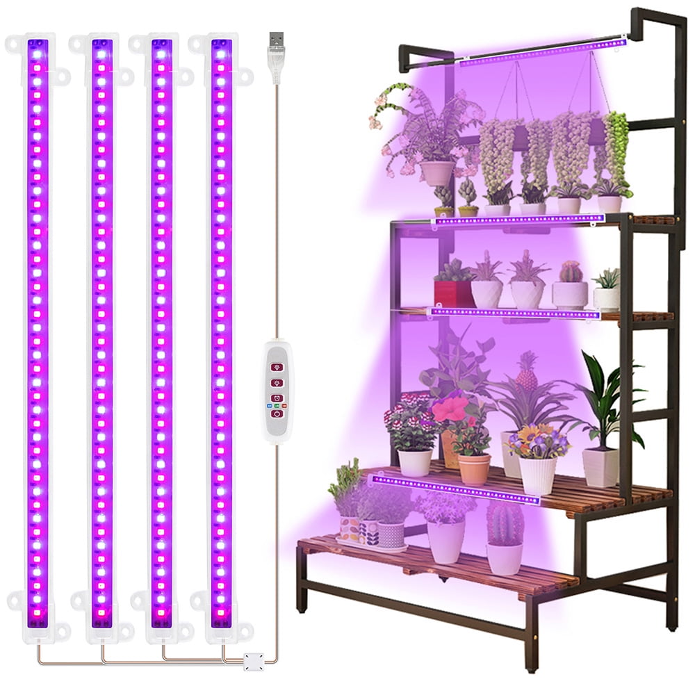 Rosnek LED Grow Light Strips, Red Blue Full Spectrum, Auto Timer ...
