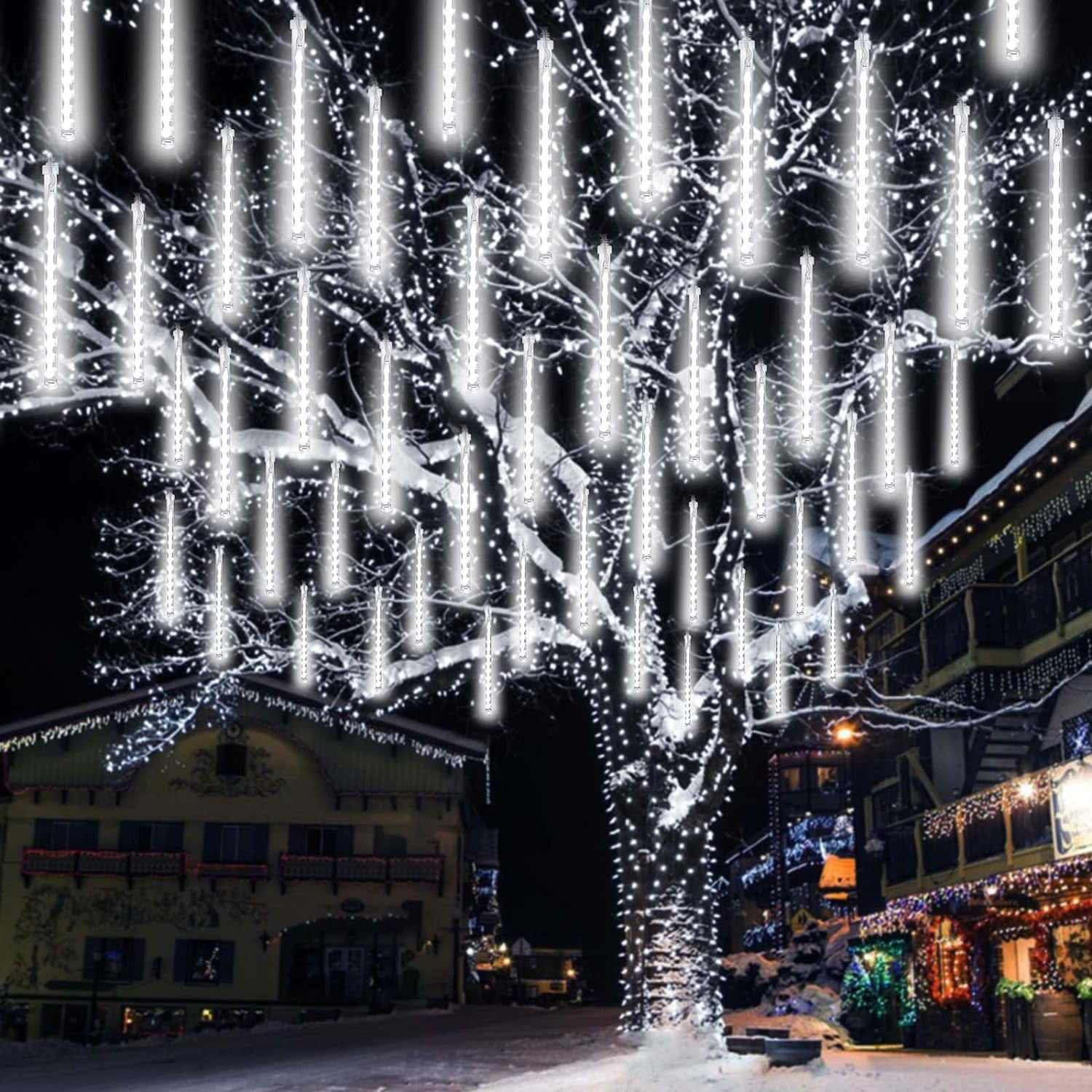 Rosnek Meteor Shower Christmas Lights Outdoor, Waterproof 8 Tubes 288 ...
