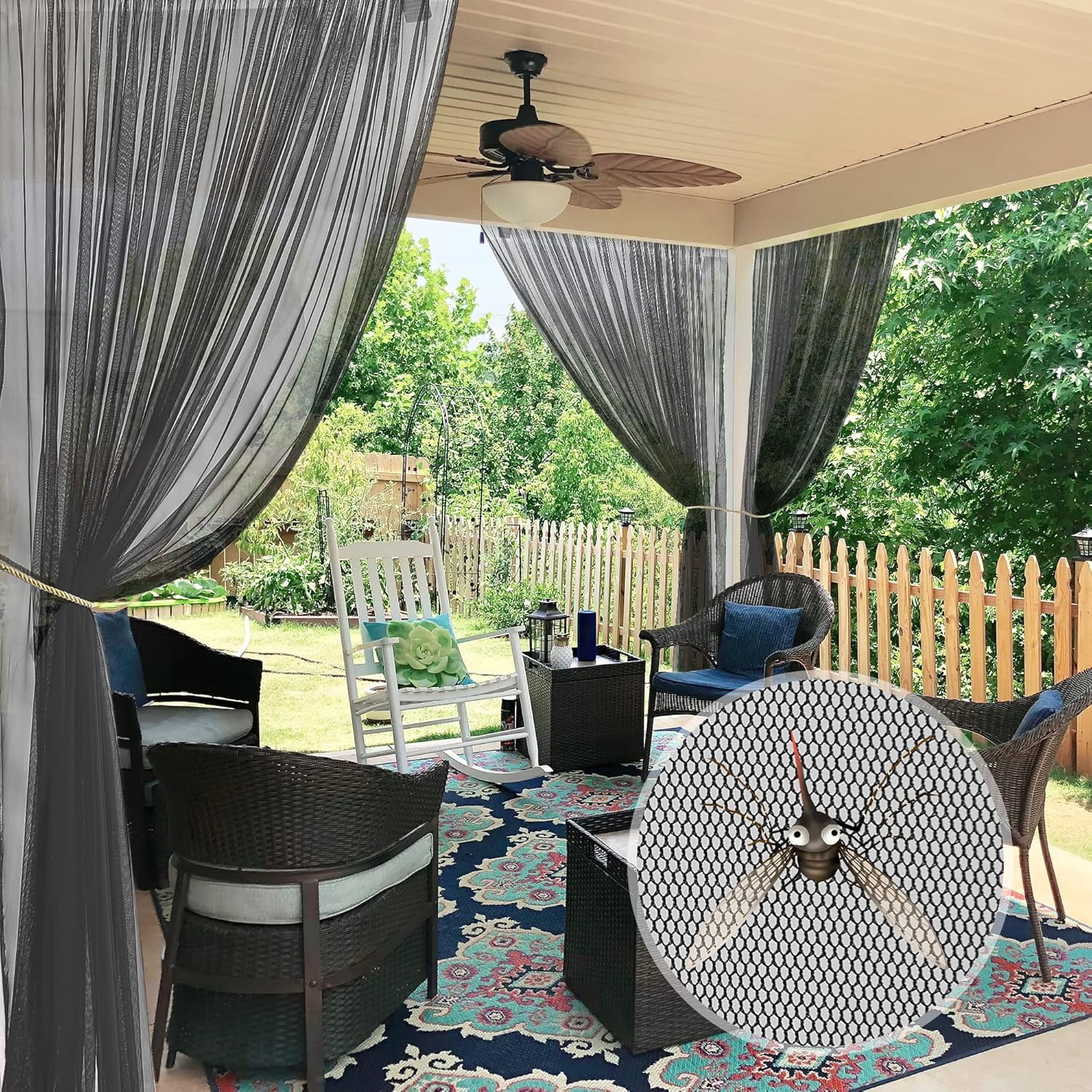 Rosnek Mosquito Netting for Patio, 5.2x7Ft Lightweight Garden Mesh ...