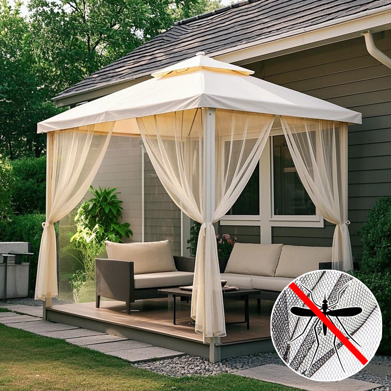Rosnek Mosquito Netting for Patio Outdoor Curtains, Lightweight ...