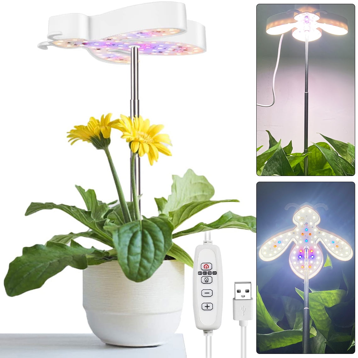 Rosnek Plant Grow Light, Bee Shape Full Spectrum LED Grow Lights for ...