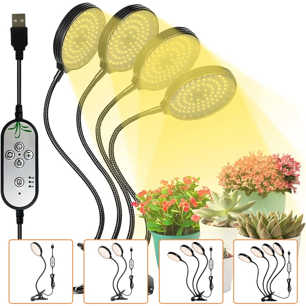 Rosnek Plant Grow Lights One Clip with 1/2/3/4 Lamp Heads Full Spectrum ...