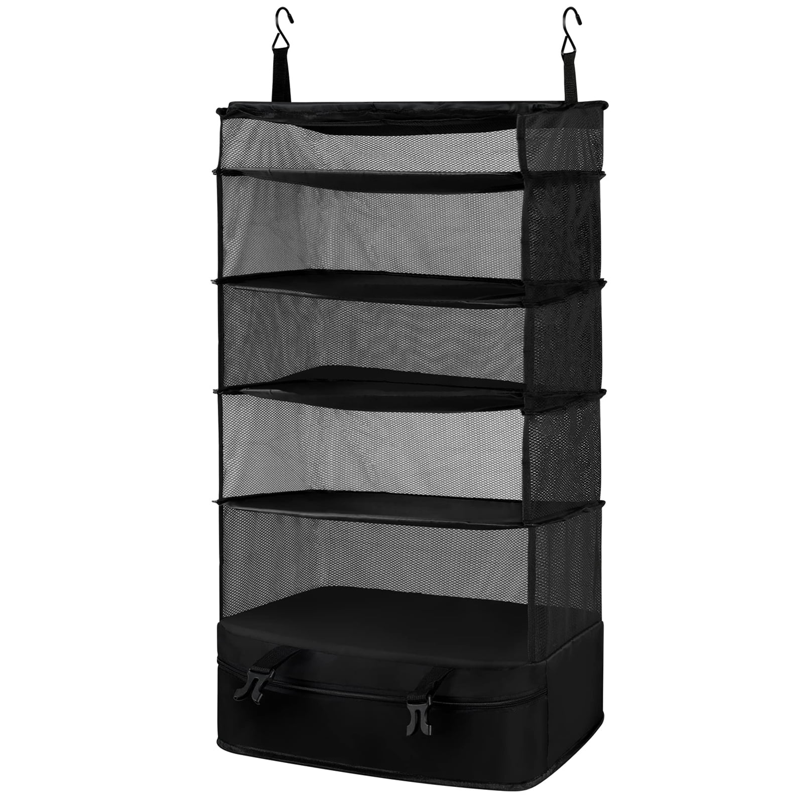 Rosnek Portable Hanging Travel Luggage Organizer, Collapsible Shelves ...