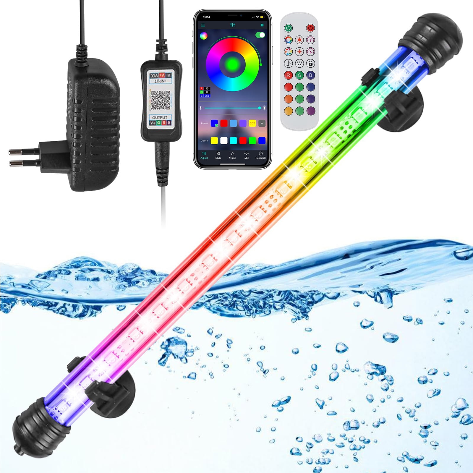 Rosnek RGB Aquarium Light with APP & Remote Control, 16 Million RGB ...