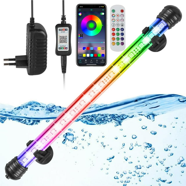 Rosnek RGB Aquarium Light with APP & Remote Control, 16 Million RGB Color Changing & Timer, IP68 ...