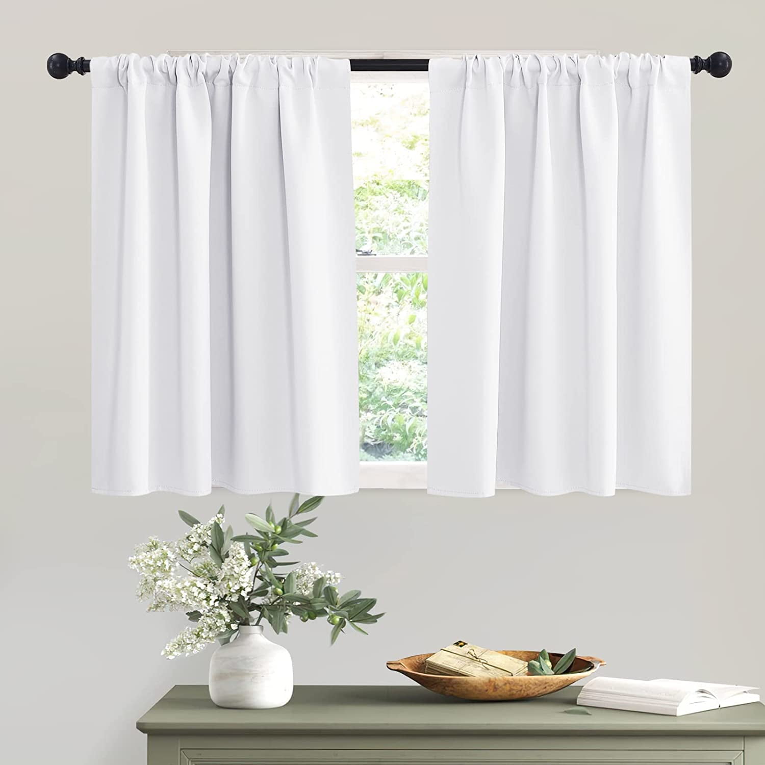 Rosnek Short Curtains Blackout Kitchen Curtain Drapes, Rod Pocket ...