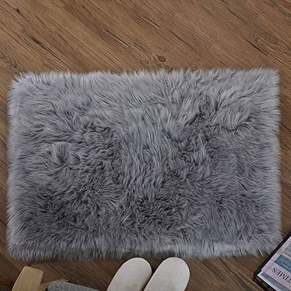 Rosnek Soft Fluffy Faux Sheepskin Fur Area Rugs, Rectangle Faux Fur ...