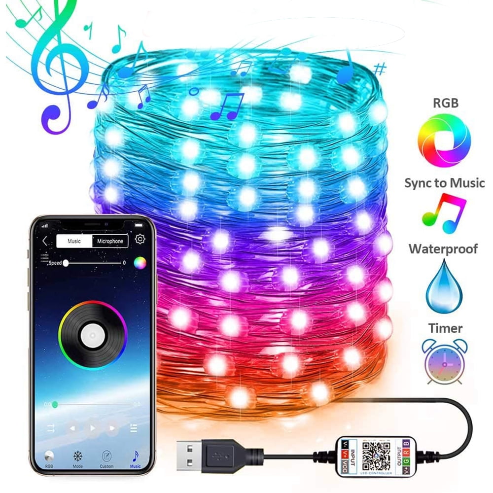 Rosnek Twinkle Star USB Fairy String Lights, 32.8ft 100LED Waterproof ...