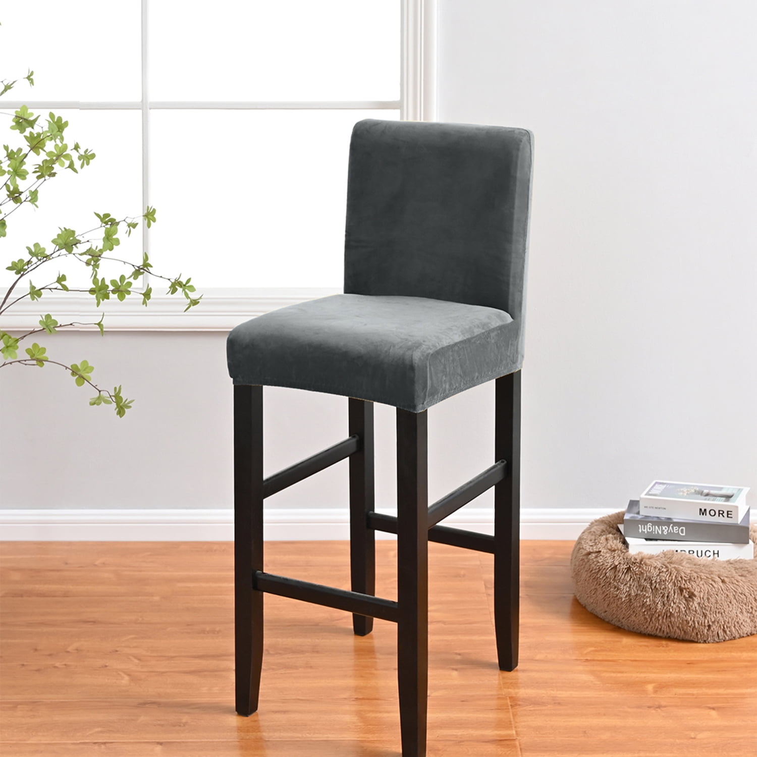 Rosnek Velvet Bar Stool Cover Stretch Chair Slipcover for Dining Room ...