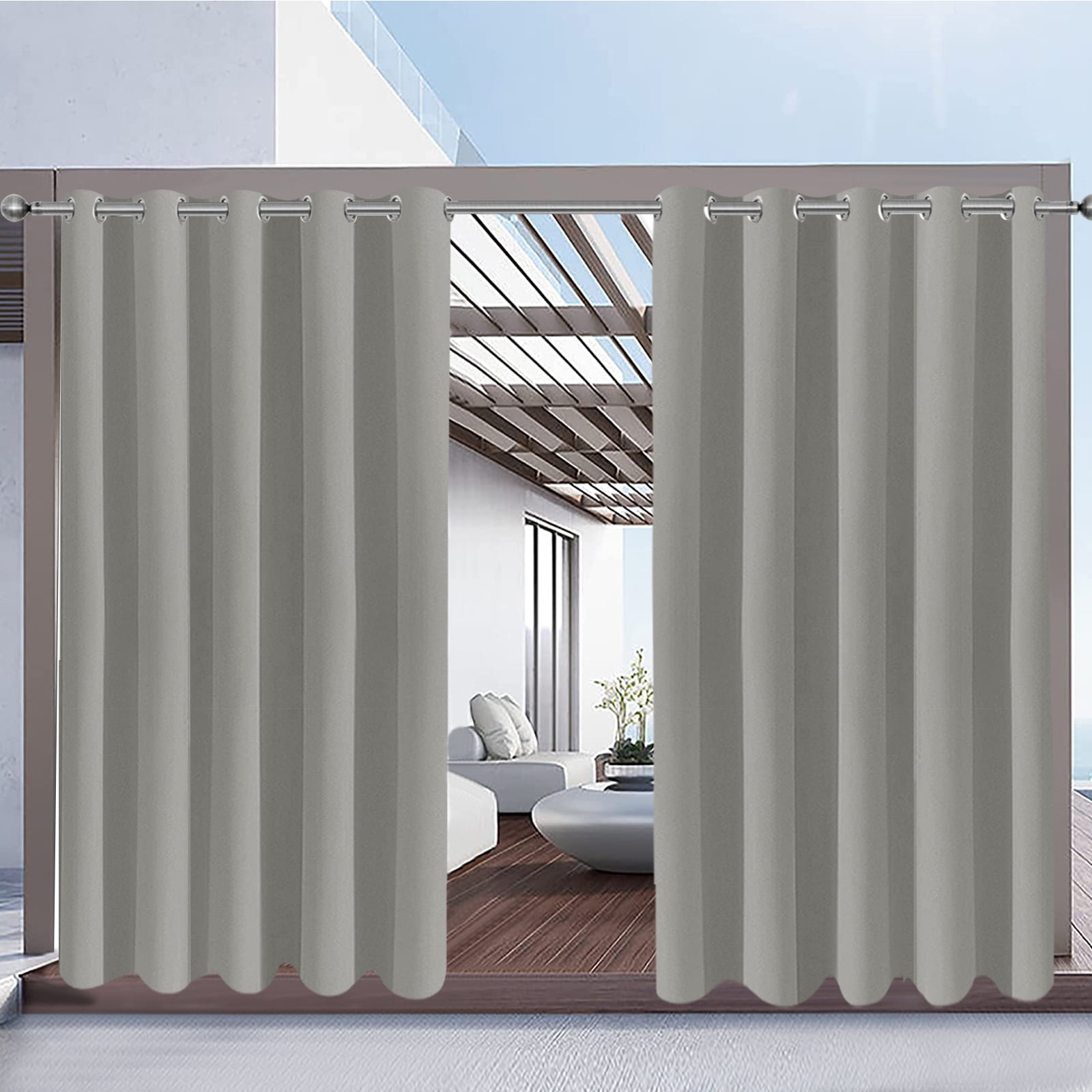 Rosnek Waterproof Outdoor Curtains for Patio, Thermal Insulated ...