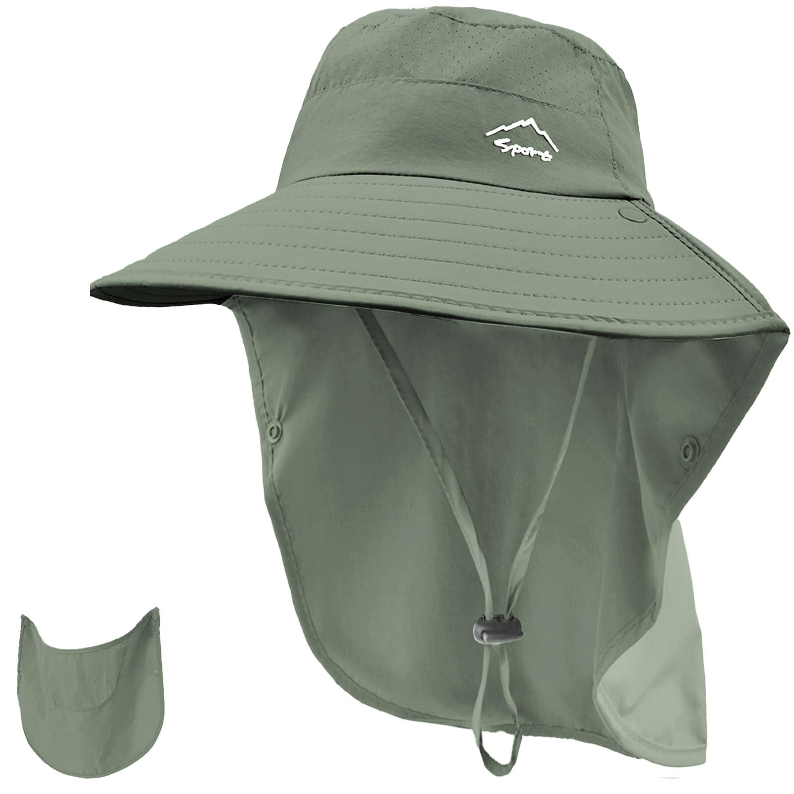 Rosoz Sun Hat for Men Women with Neck Flap,Wide Brim UPF50+ Fishing Hat ...