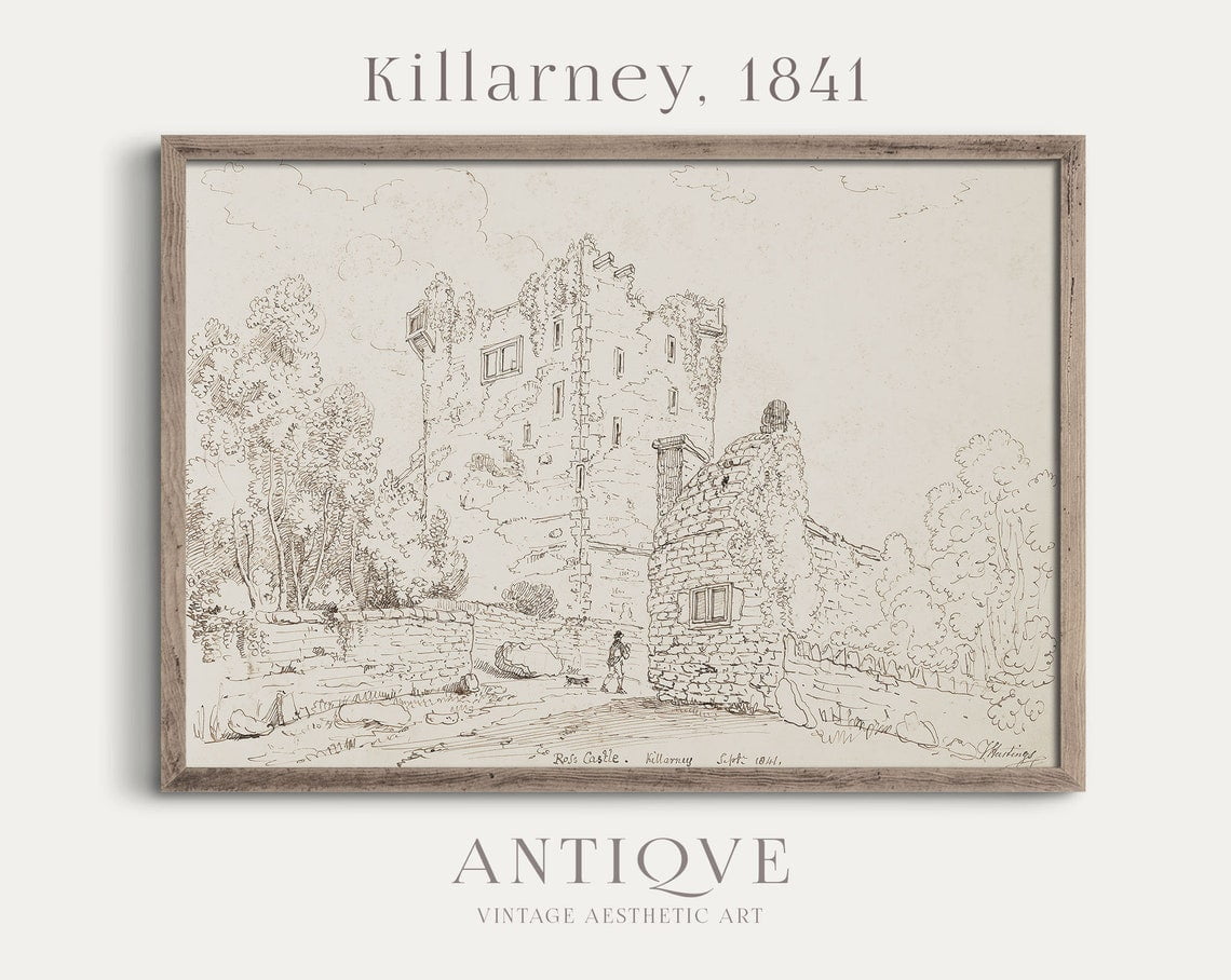 Ross Castle In Killarney, Co. Kerry, Ireland, Irish Vintage Sketch From ...