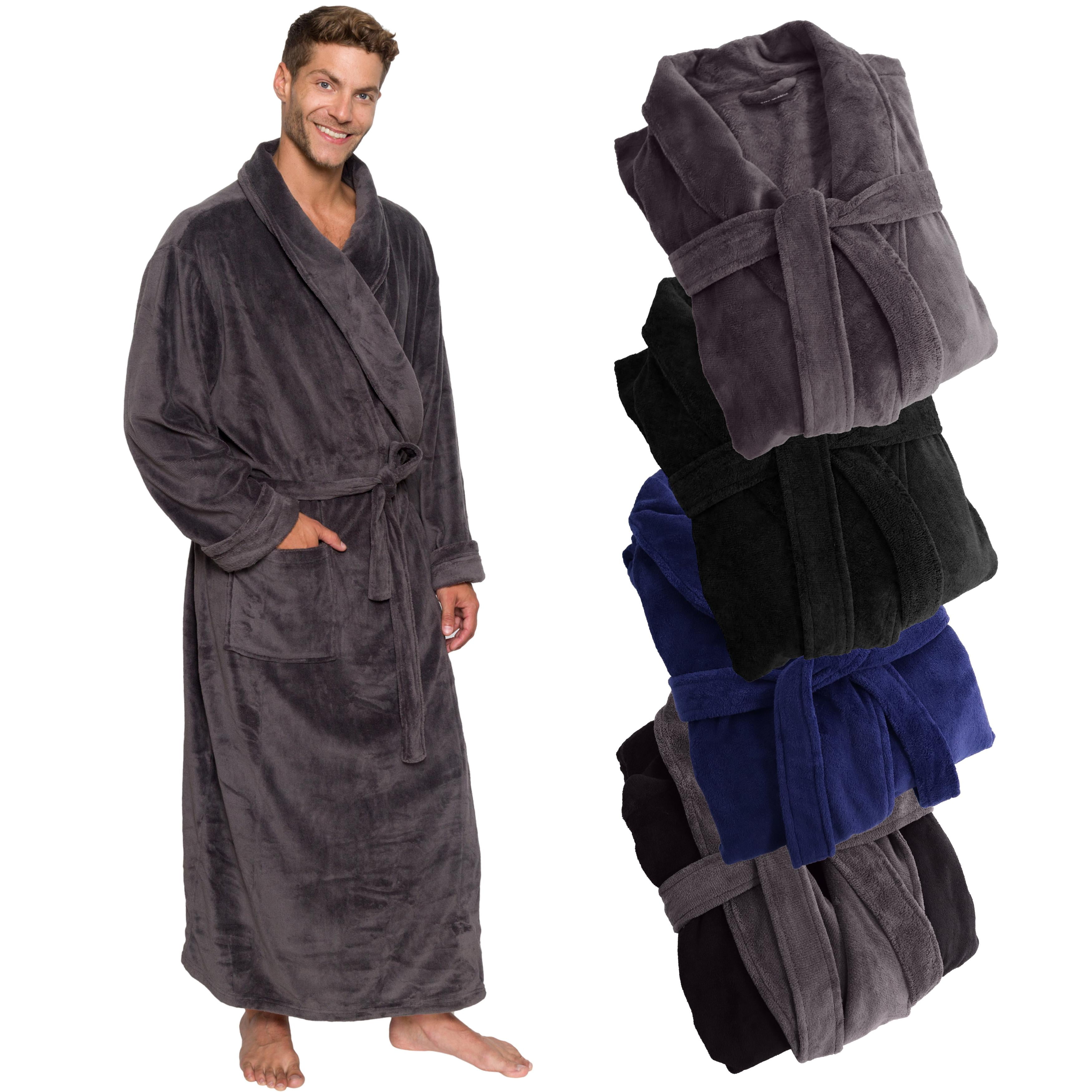 Ross Michaels - Men's Big & Tall Full Length Plush Luxury Bathrobe ...