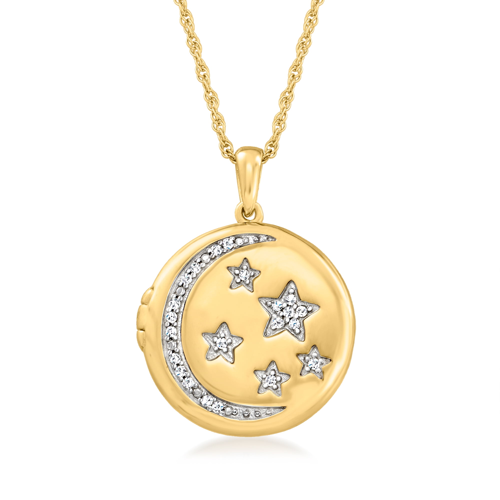 Ross-Simons 0.10 ct. t.w. Diamond Celestial Locket Necklace in 18kt ...