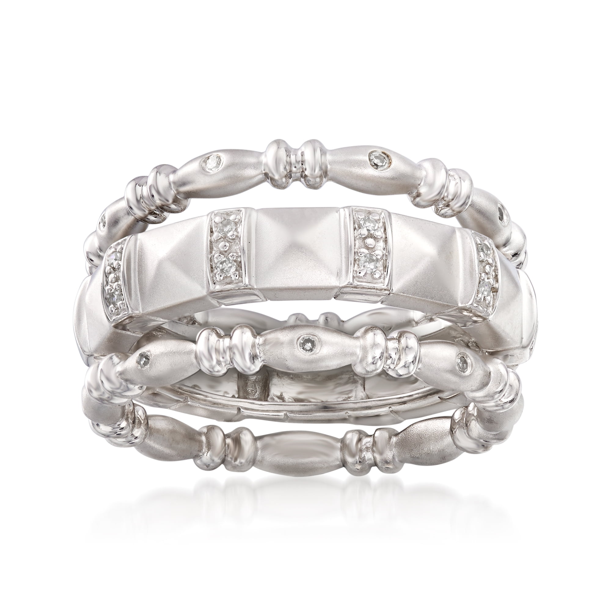 Ross-Simons 0.10 ct. t.w. Diamond Jewelry Set: 3 Stackable Rings in ...