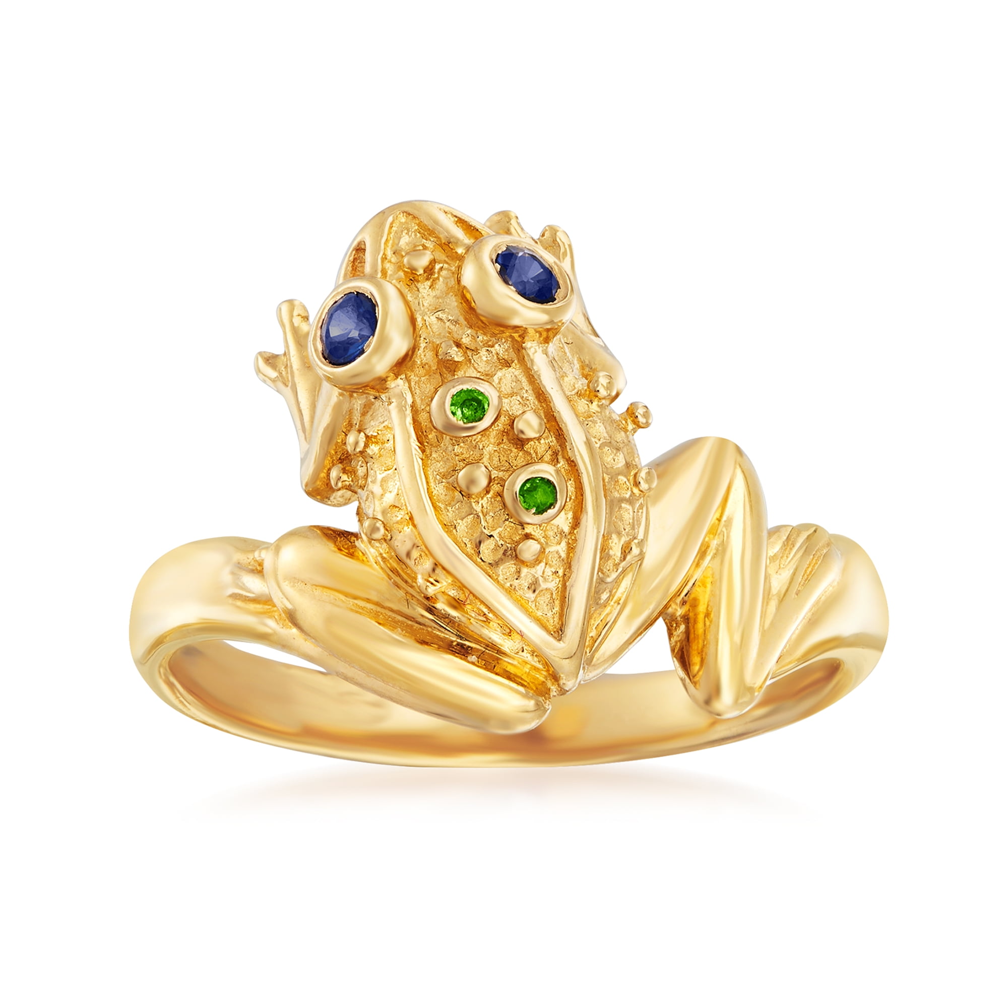 Ross-Simons 0.10 ct. t.w. Sapphire Frog Ring With Green Chrome Diopside ...