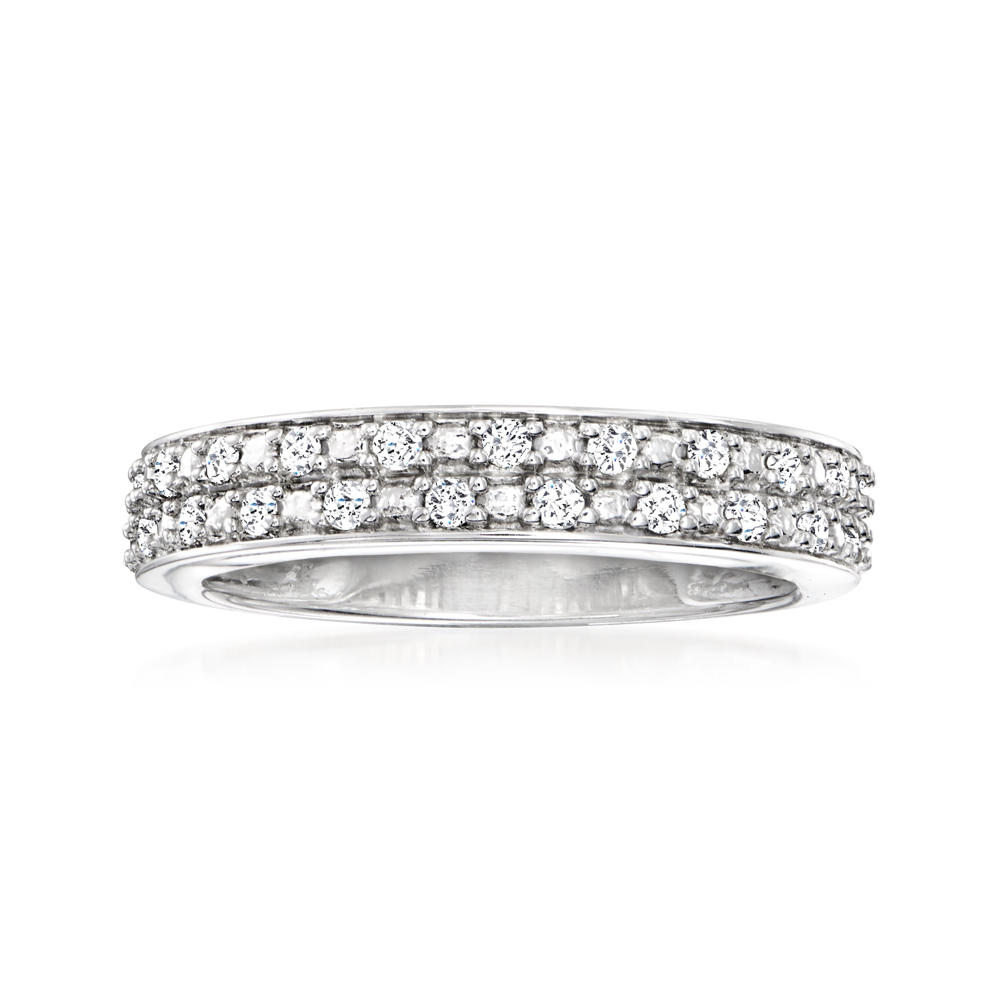 Ross-Simons 0.25 ct. t.w. Diamond 2-Row Ring in Sterling Silver, Women ...