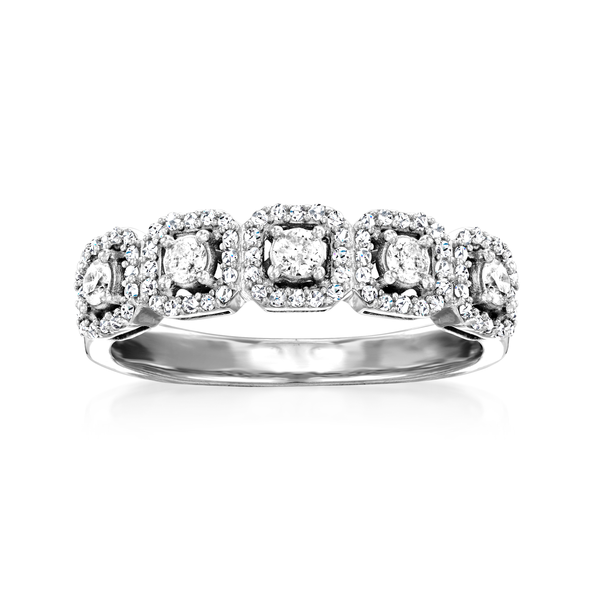 Ross-Simons 0.50 ct. t.w. Diamond 5-Stone Ring in Sterling Silver ...