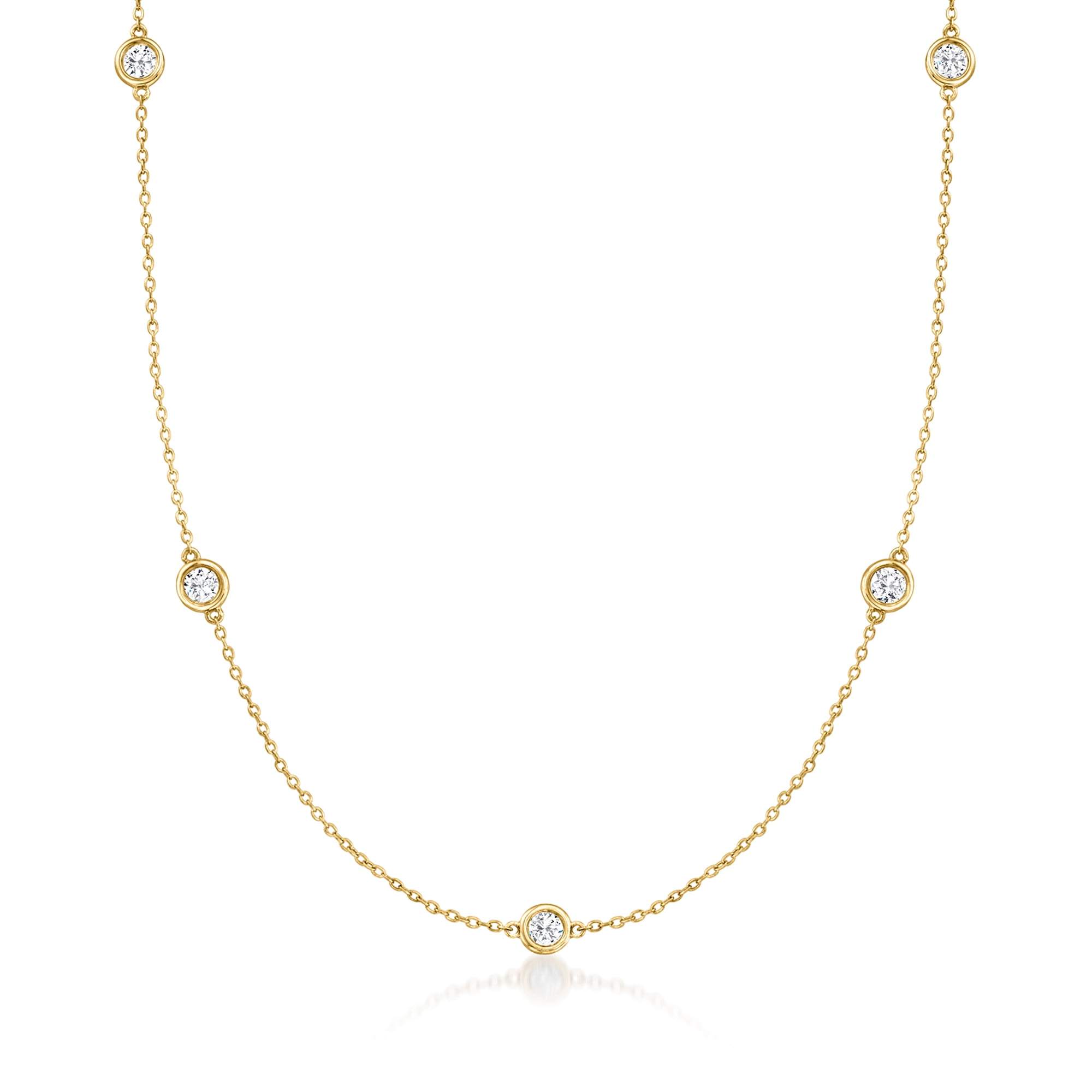 Ross-Simons 1.00 ct. t.w. Bezel-Set Diamond Station Necklace in 14kt ...