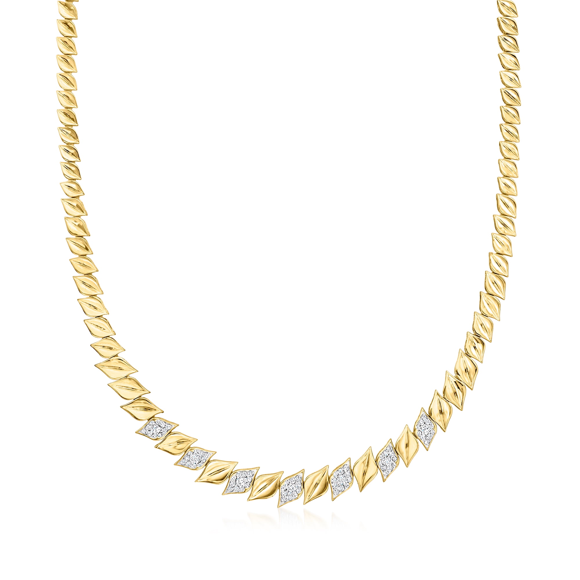 Ross-Simons 1.00 ct. t.w. Diamond Leaf Collar Necklace in 18kt Gold ...
