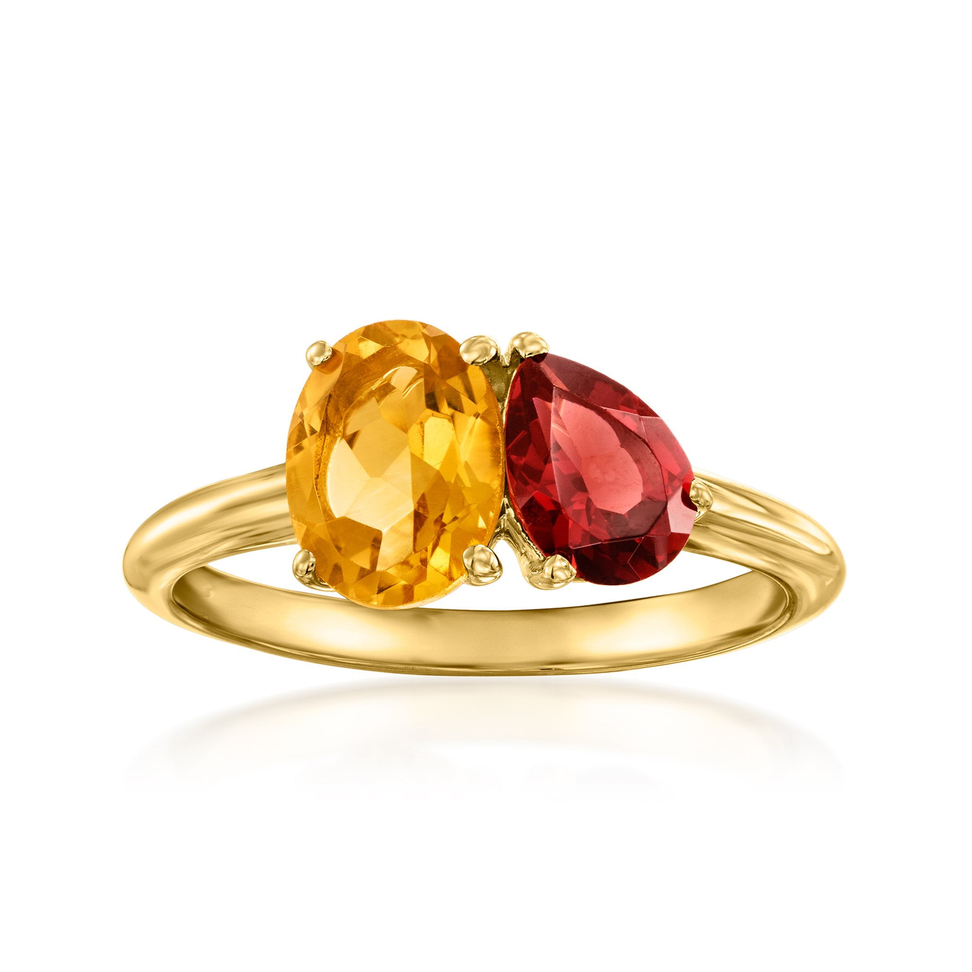 Ross-Simons 1.10 Carat Citrine and .90 Carat Garnet Toi Et Moi Ring in ...