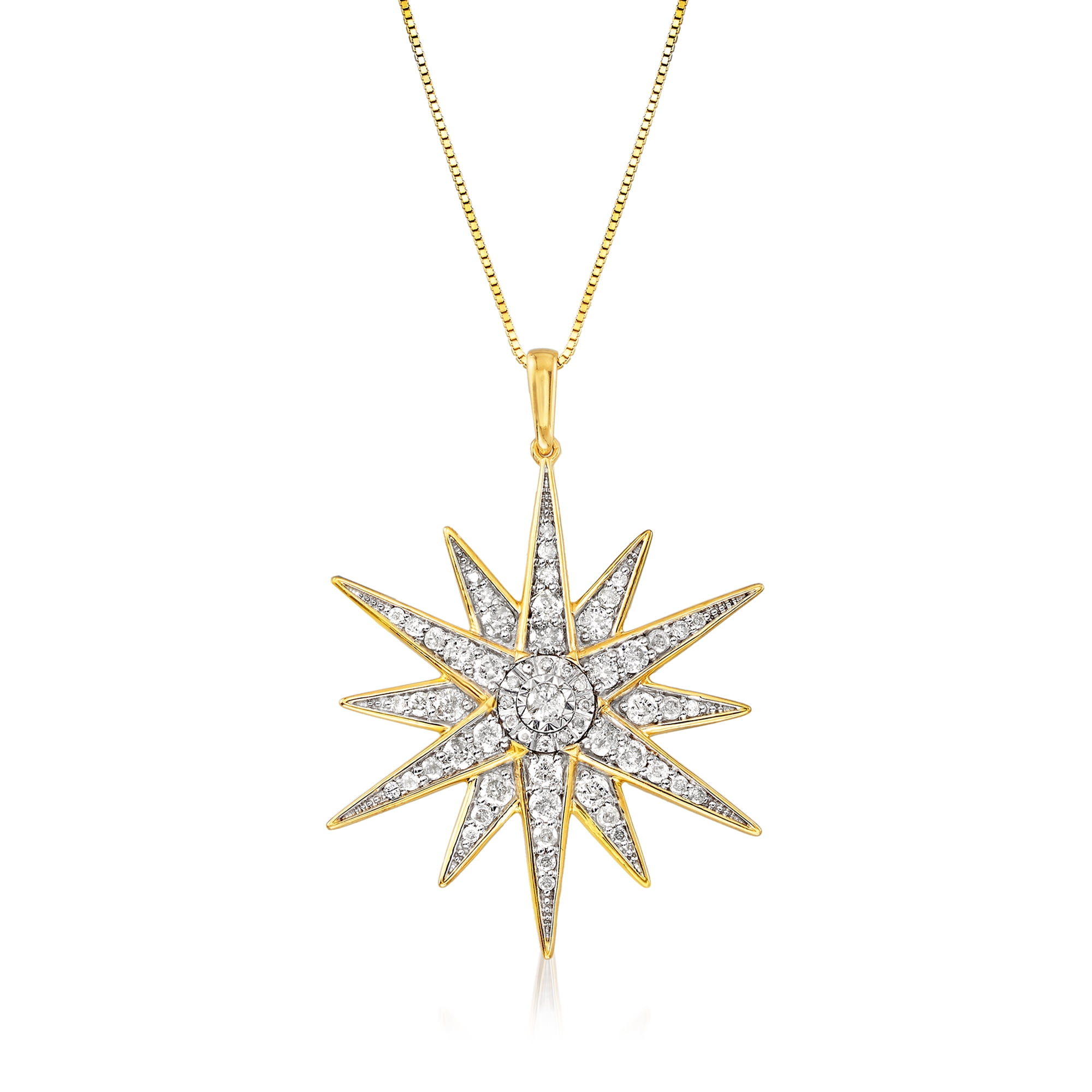 Ross-Simons 1.20 ct. Diamond Starburst Necklace, 18kt Gold Over ...