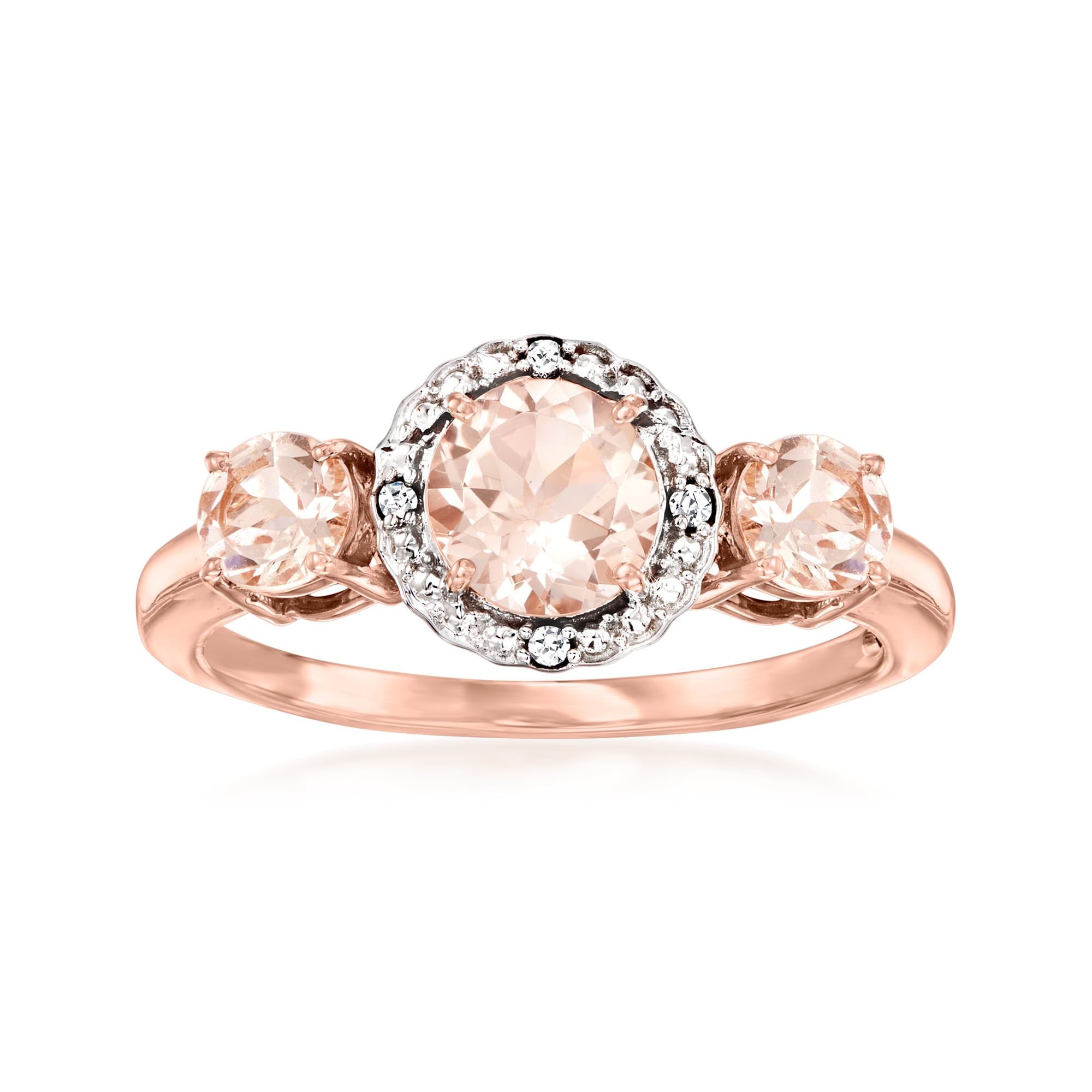 Ross-Simons 1.25 ct. t.w. Morganite Ring With Diamond Accents in 14kt 2 ...