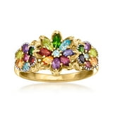 Ross-Simons 1.34 ct. t.w. Multi-Gemstone Floral Ring in 18kt Gold Over ...