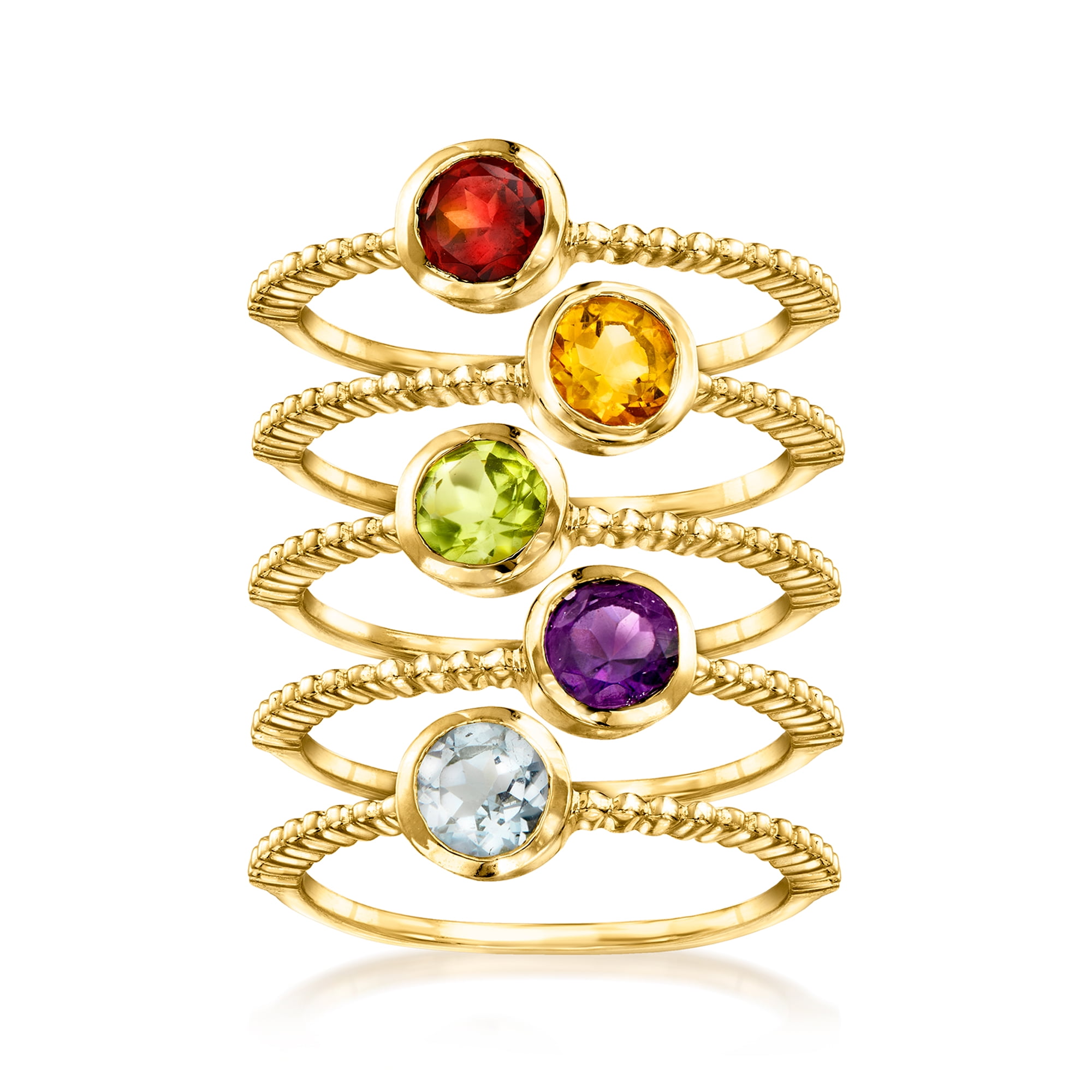 Ross-Simons 1.60 ct. t.w. Multi-Gemstone Jewelry Set: 5 Rings in 18kt ...