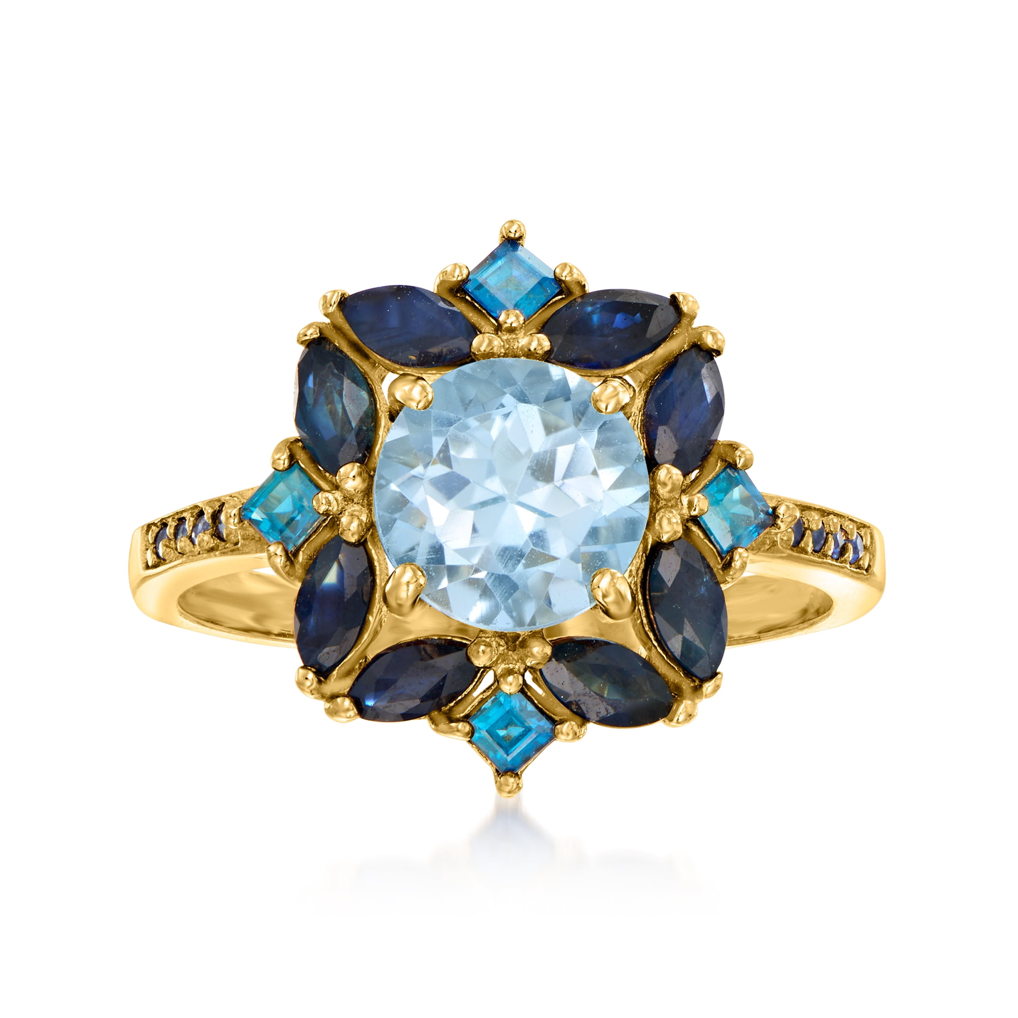 Ross-Simons Women's 18kt Gold Ring with Sky Blue, Sapphire & London ...