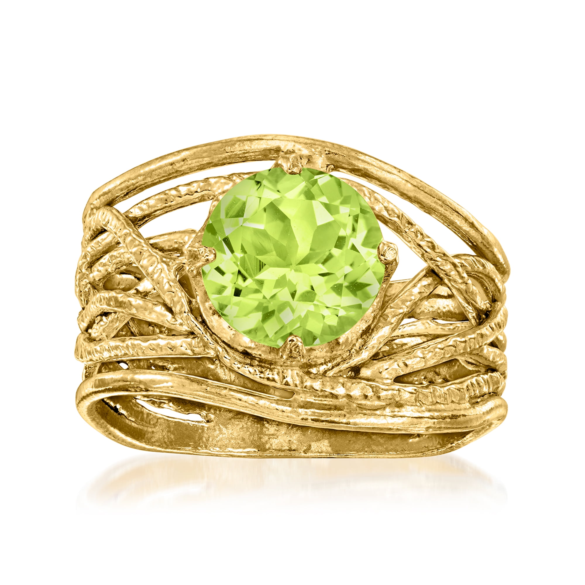 Ross-Simons 1.90 Carat Peridot Textured Openwork Ring in 18kt Gold Over ...