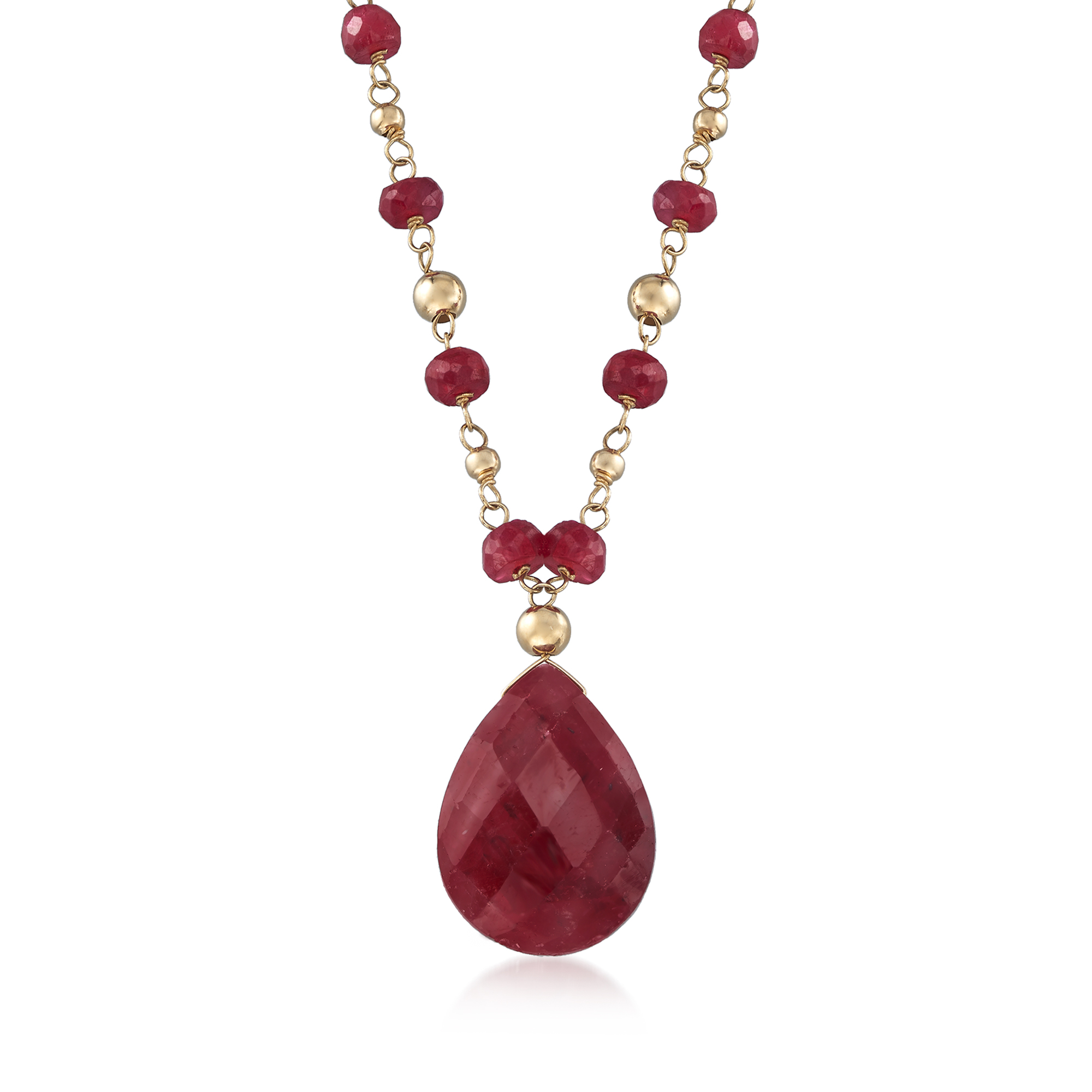 Ross-Simons 10.00 Carat Ruby Station Necklace in 14kt Yellow Gold ...