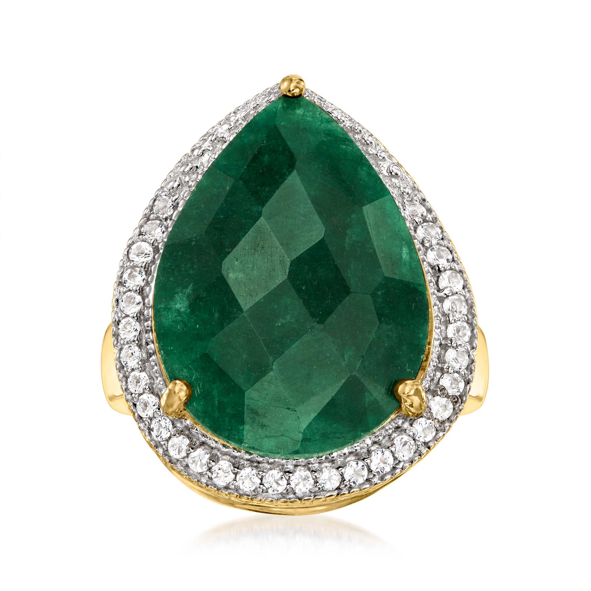 Ross-Simons 11.00 Carat Emerald and .40 ct. t.w. White Topaz Ring in ...