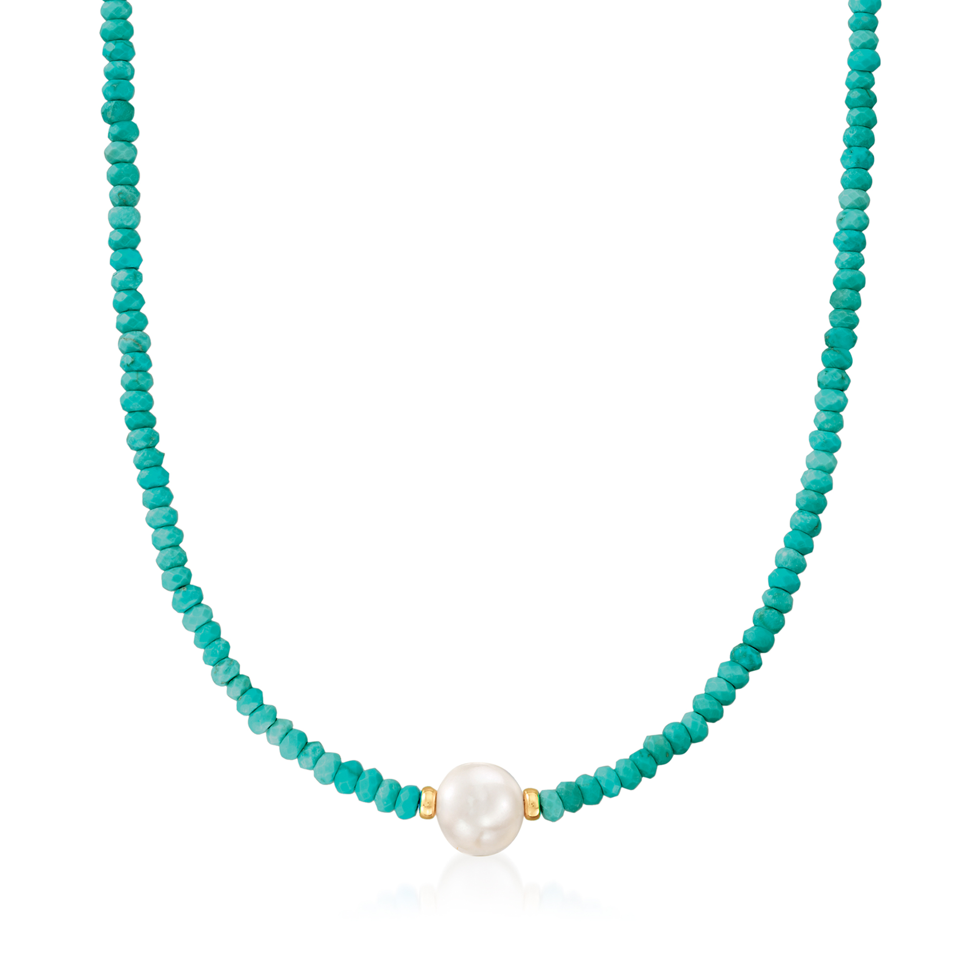 Ross-Simons 11.5-12.5mm Cultured Pearl and 4-5mm Turquoise Bead ...