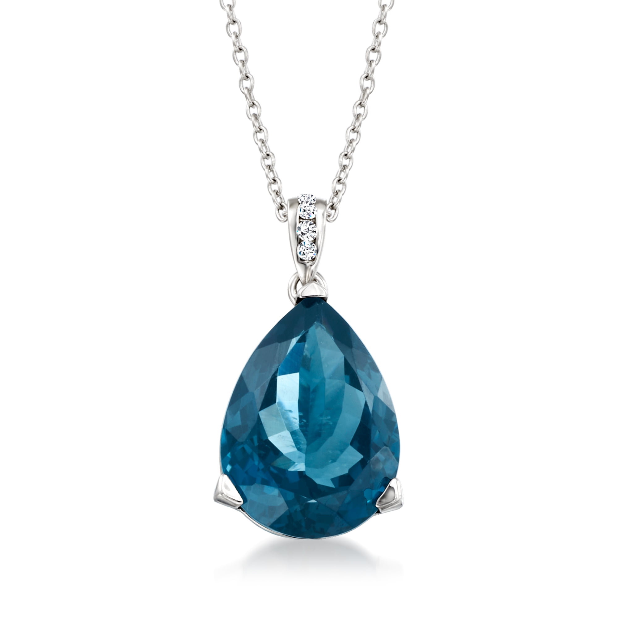 Ross-Simons 13.00 Carat London Blue Topaz Pendant Necklace With Diamond ...