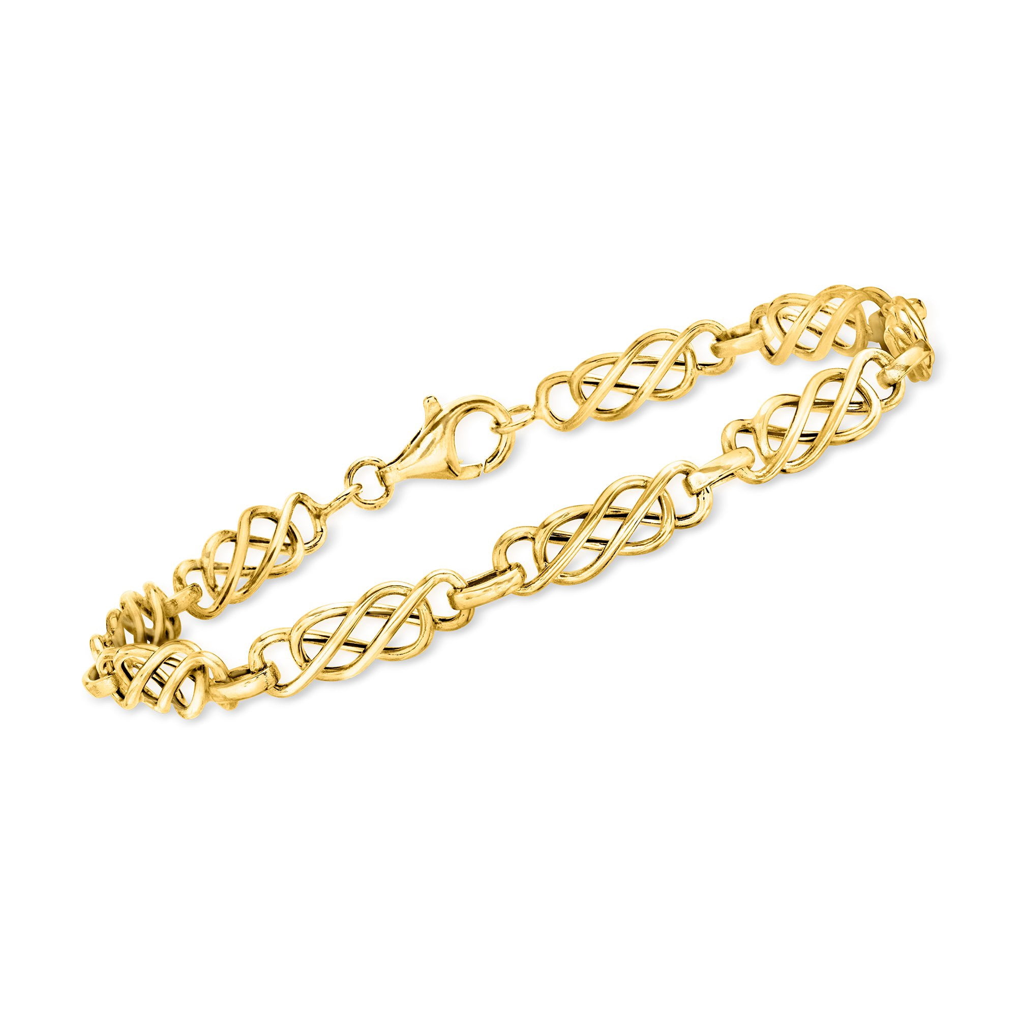 Ross-Simons 14kt Yellow Gold Double-Infinity Link Bracelet, Women's ...