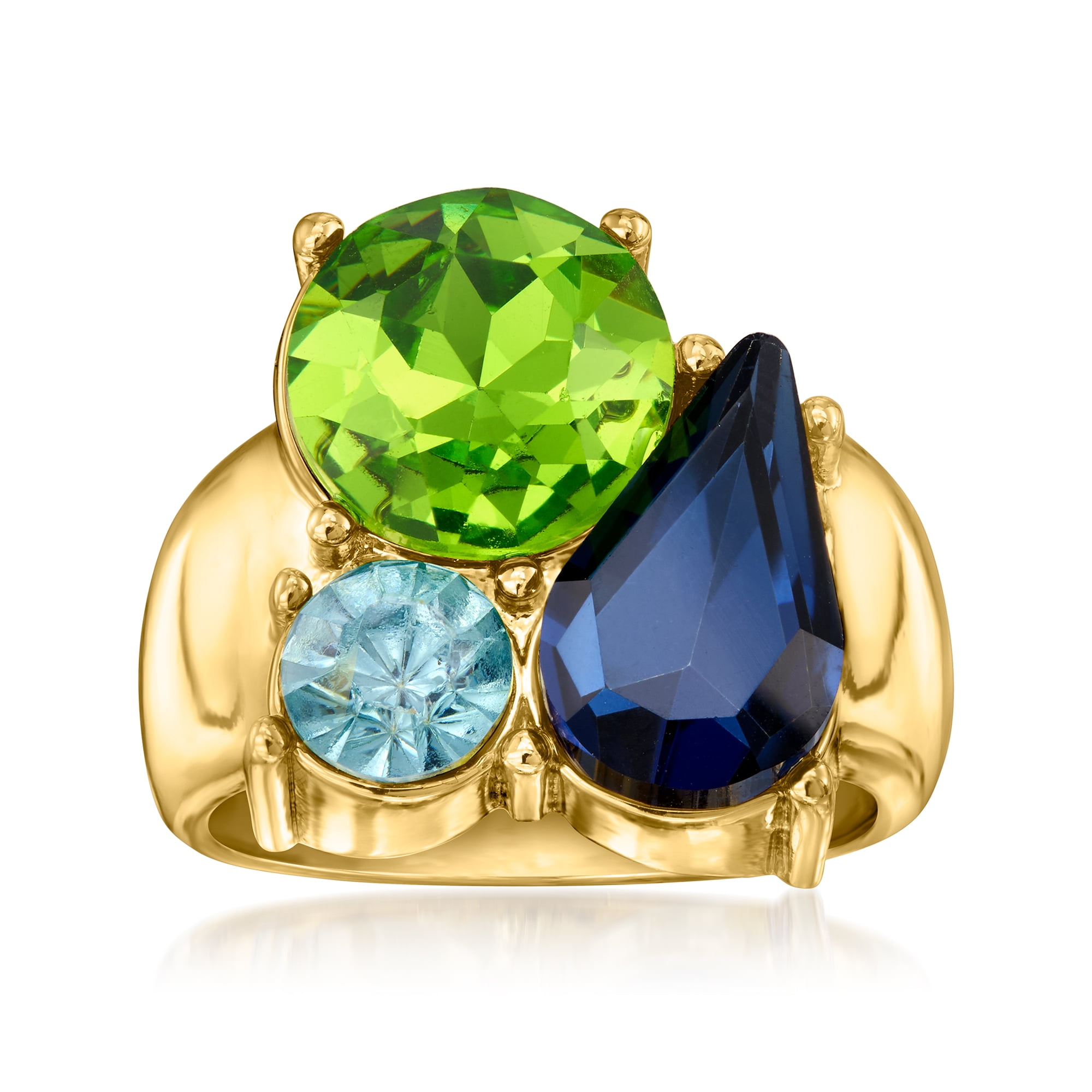 Ross-Simons 14kt Yellow Gold-Plated Ring With Simulated Tonal Blue and ...