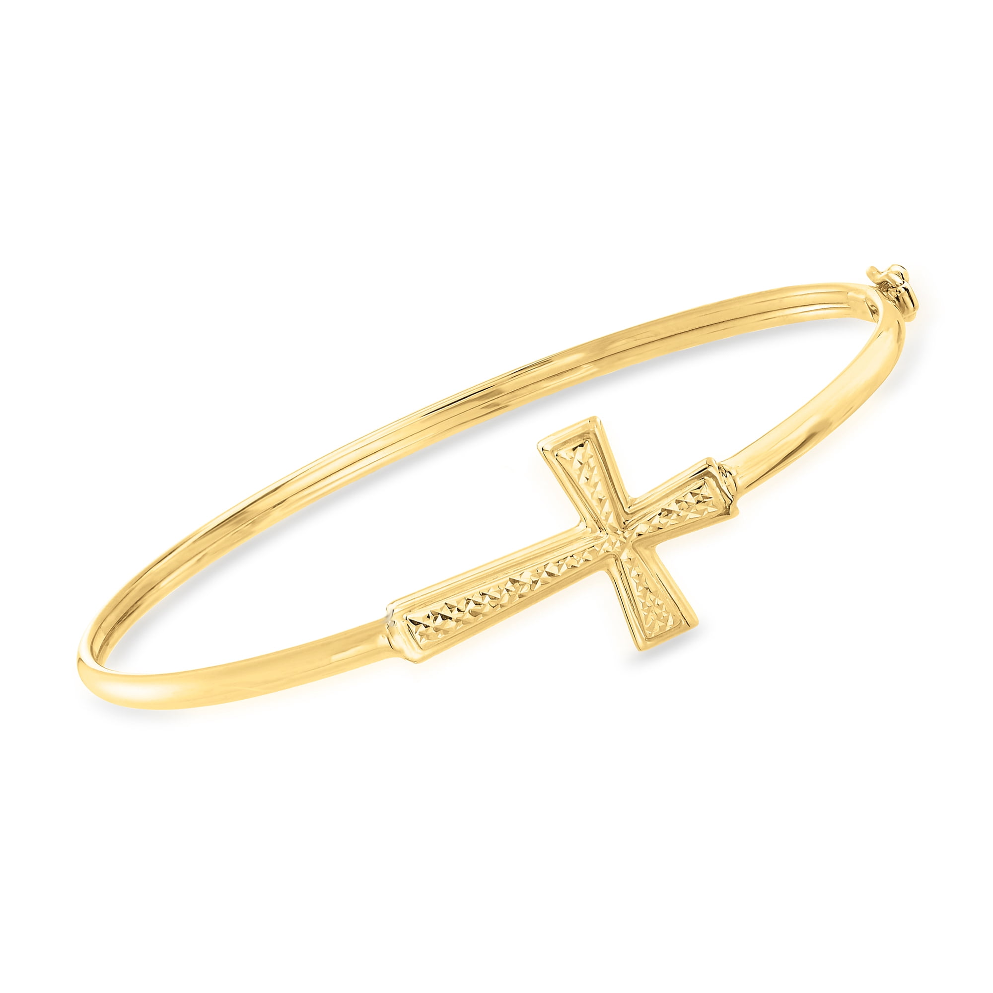 Ross-Simons 14kt Yellow Gold Sideways Cross Bangle Bracelet, Women's ...